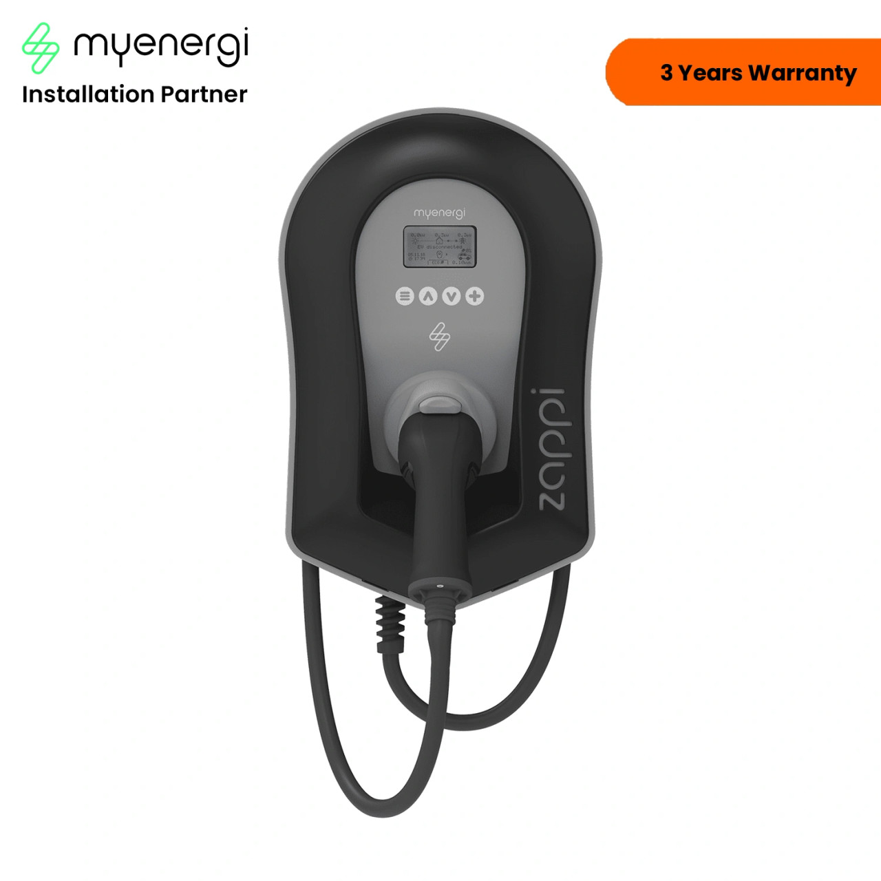 Myenergi Zappi 7 kW – 5m Cable Tethered Black Wi‑Fi/Ethernet - WarmZilla®
