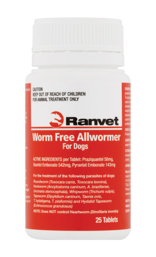 Buy RANVET Allwormer 10kg tablets for dogs 25s - Discount Pet Meds