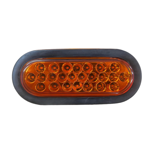 6" Oval Amber 24 LED Strobe Flashing Light w/ 3 Prong Plug & Rubber Grommet