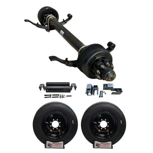 12,000 lb Carter Single Trailer Axle Kit | 17.5" Black Single Wheels ...