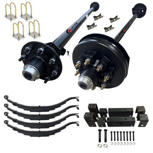 7K Tandem Axle Trailer Kit with One Brake Axle and One Idler Axle.