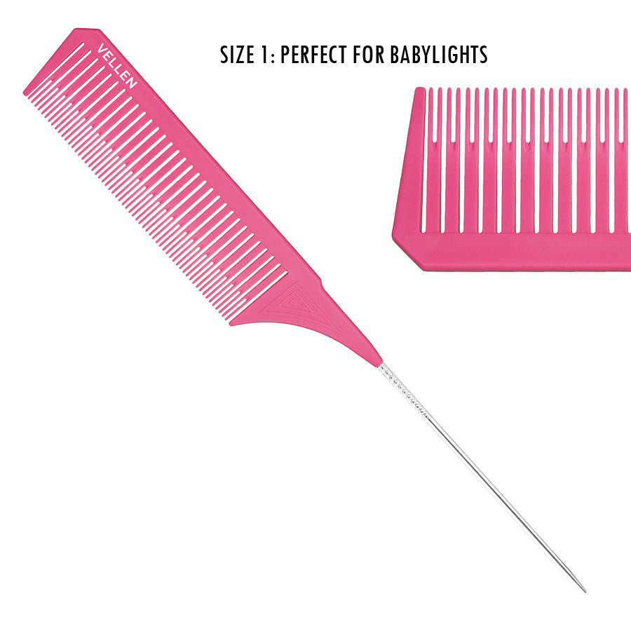 VELLEN HAIR - Premium Tail Comb - Pink - Size 1 - Salon Cosmetics