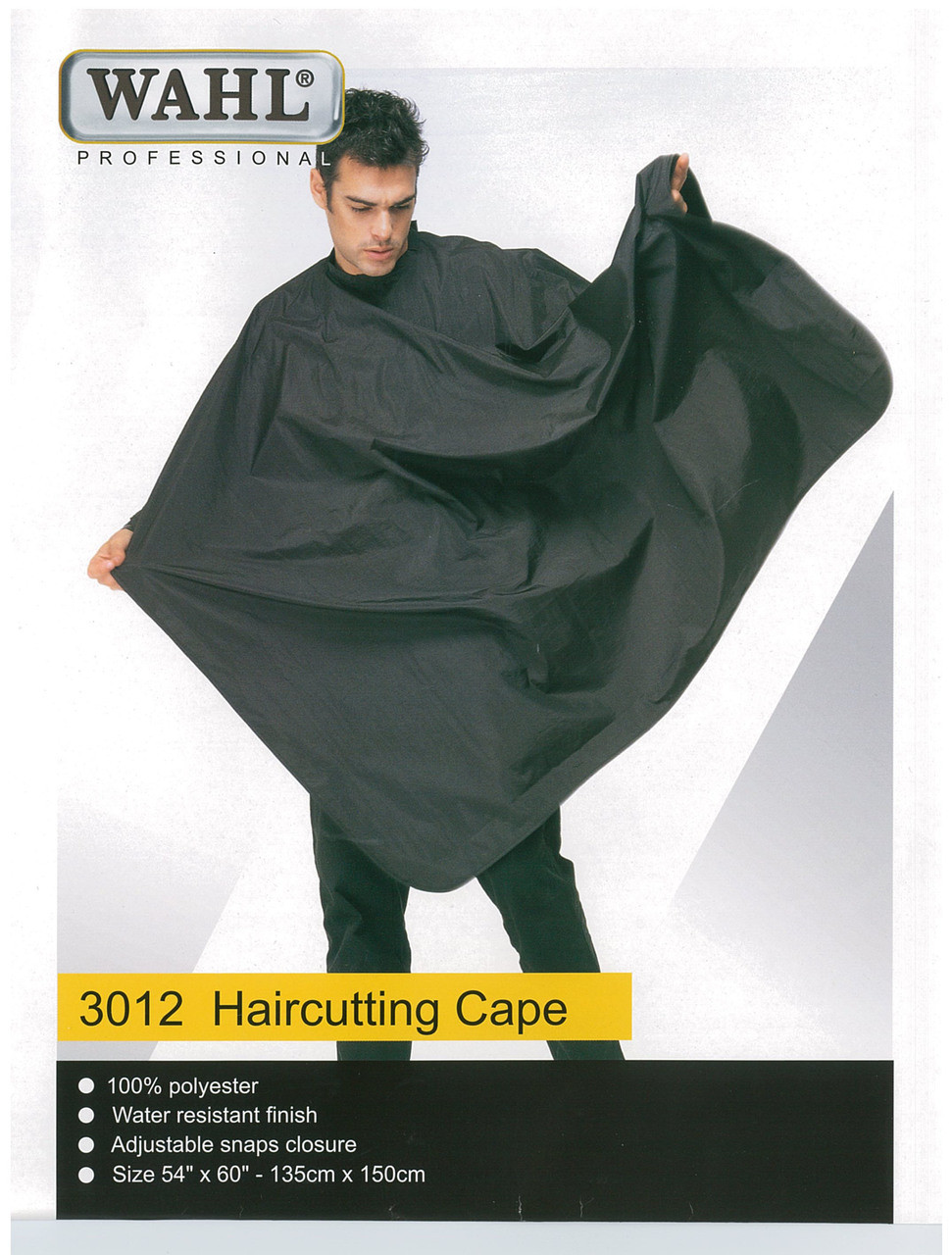 WAHL - 100% Nylon Waterproof Cutting Cape - Black - Salon Cosmetics