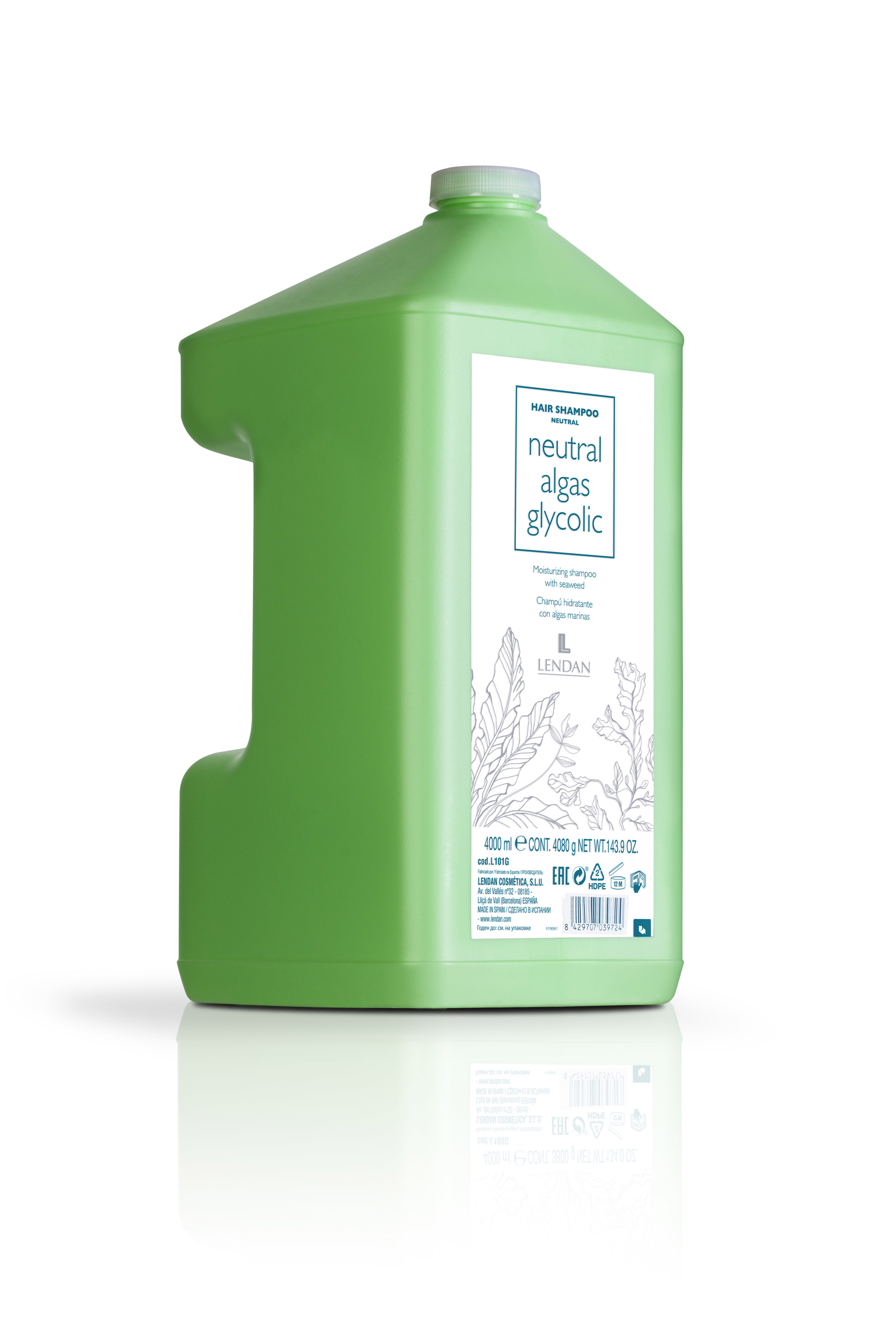 LENDAN - Algas - Neutral Glycolic Algae Shampoo 4 Litre - Salon Cosmetics