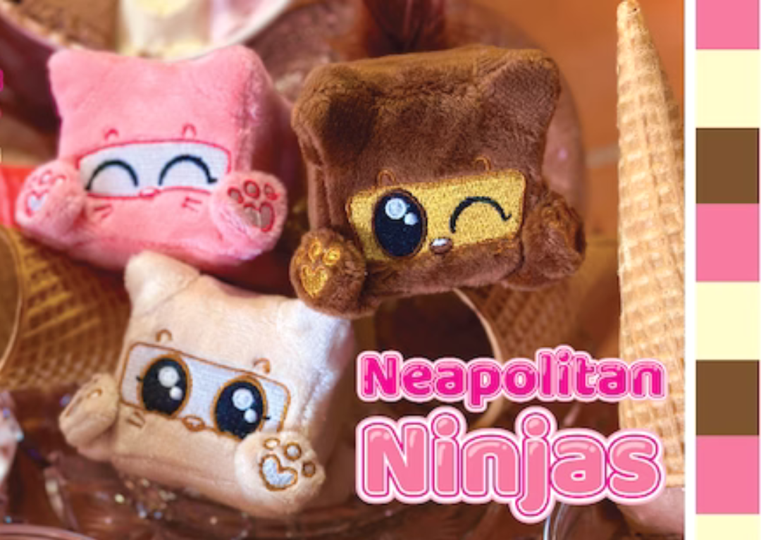 Neapolitan Ninjas Mini Plush Cats by Squaredy Cats