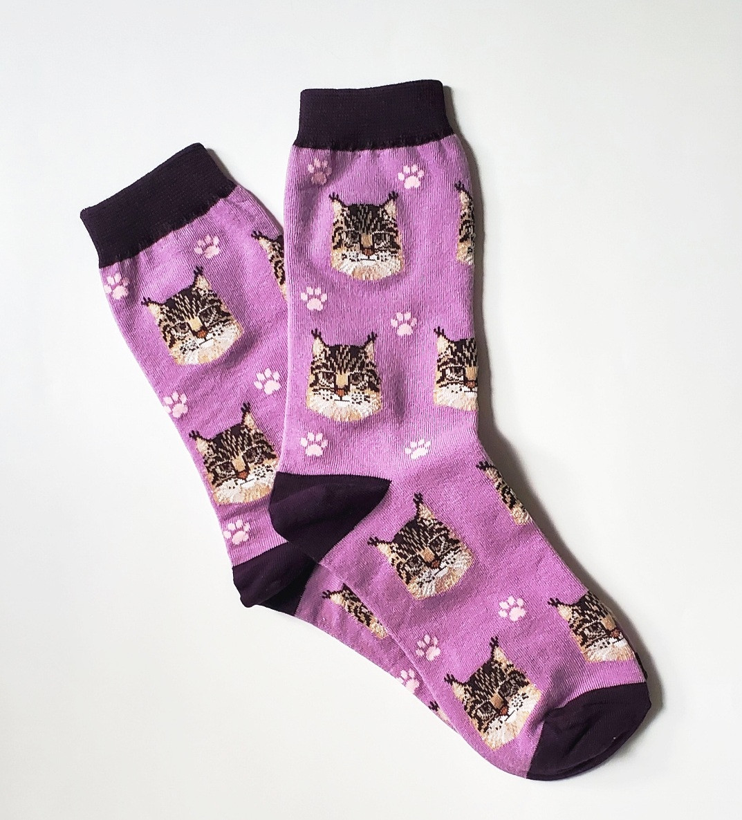 Maine Coon Cat Unisex Socks, purple colors