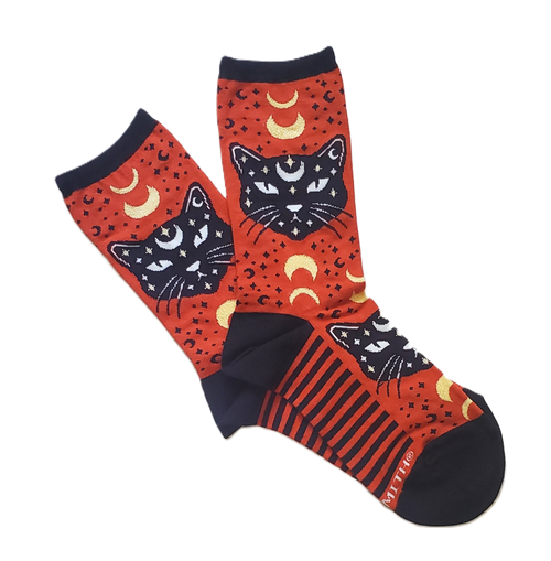 NEW! Mystic Cat Ladies Socks, Burnt Orange - Georgia's Gifts