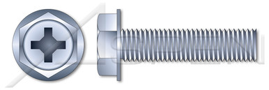 Machine Screws #6-32 X 3/8" Steel Zinc Hex Indented Washer Head Hex ...