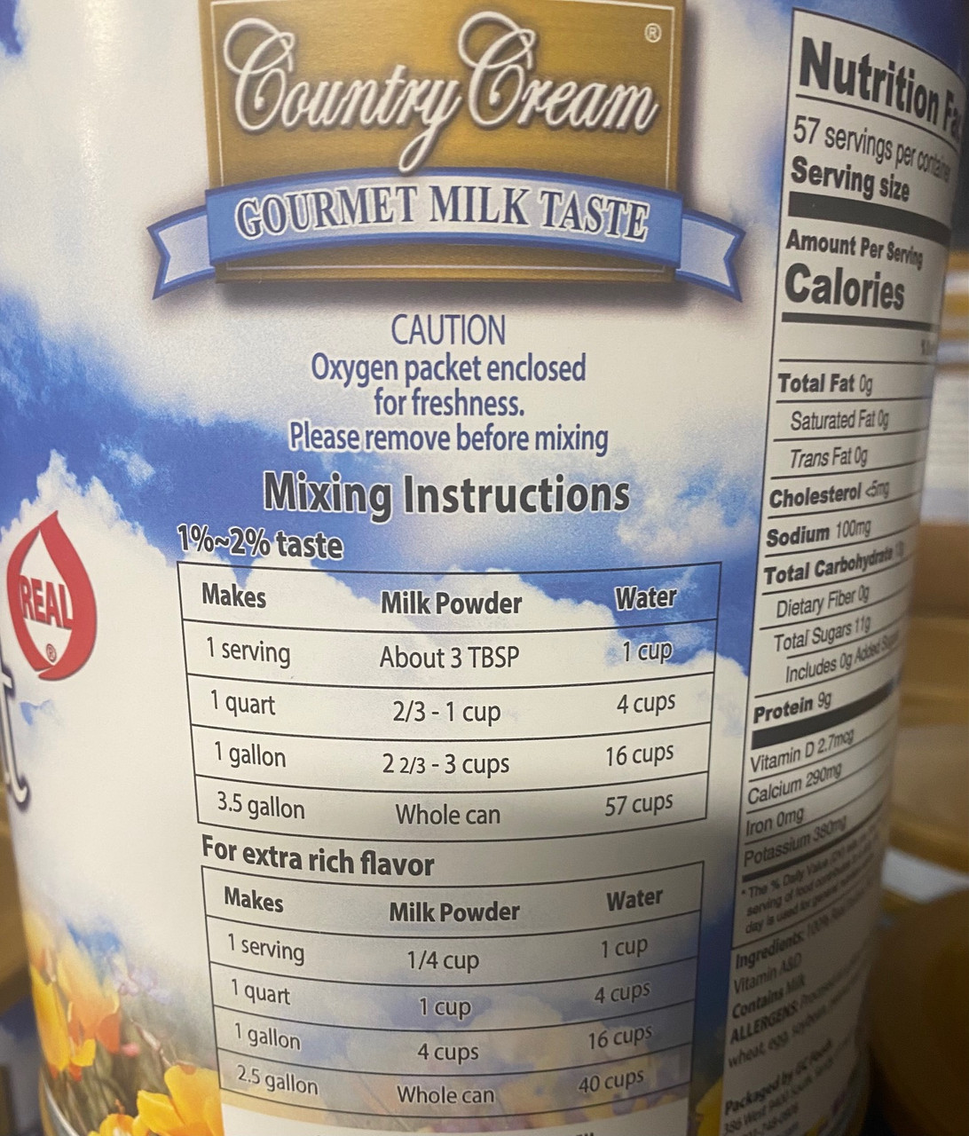 Country Cream Milk in #10 can - GCF Corporation
