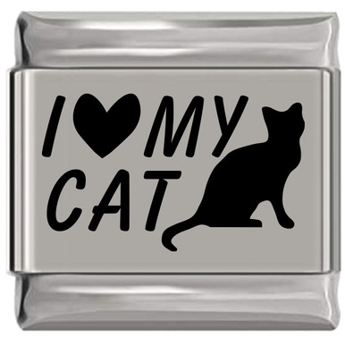 I Love My Cat Laser Engraved Italian Charm