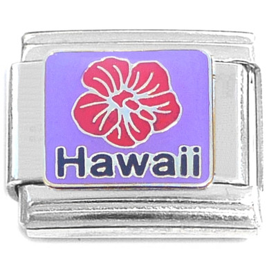Red Tropical Flower Hawaii Purple Italian Charm