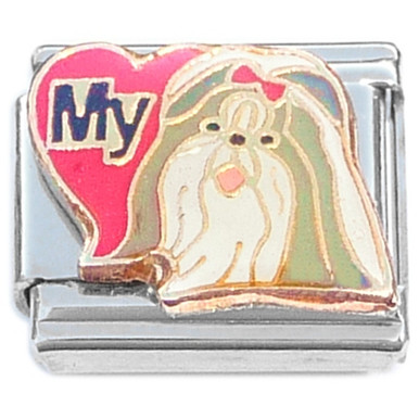 Love My Shih Tzu Red Heart Dog Italian Charm