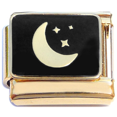Moon Stars Night Goldtone Base Italian Charm