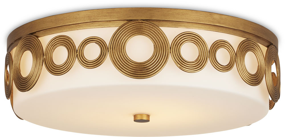 Currey & Company 9999-0076 Gyges Brass / Opaque White LED Ceiling Light ...