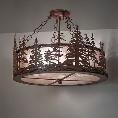 Meyda Custom 274528 Tall Pines Rust Flush Mount Lighting Fixture ...