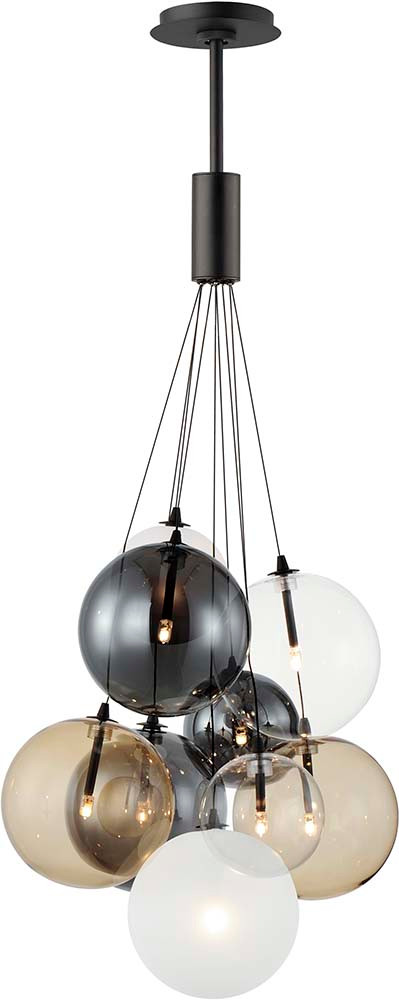 ET2 E25089-142BK Burst Contemporary Black LED Multi Pendant Light ...