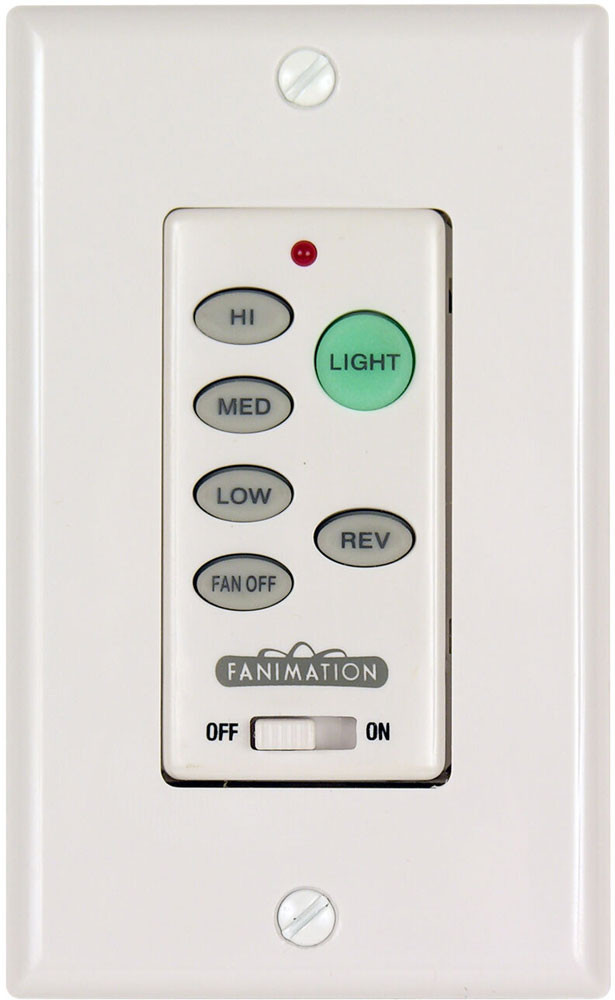 Fanimation CW6WH White Non-Reversing Wall Control - FAN-CW6WH