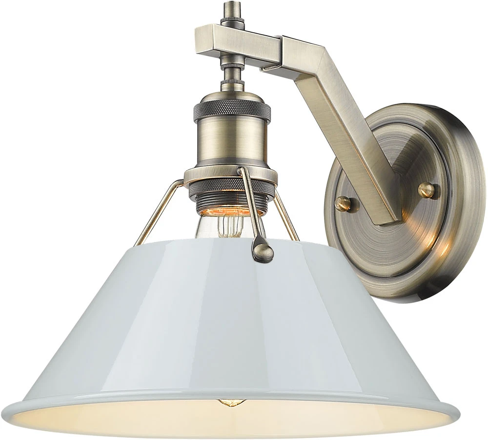 Golden Lighting 3306-1W AB-DB Orwell Aged Brass / Dusky Blue Sconce ...
