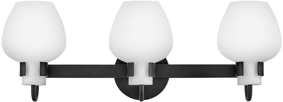 Hinkley 50953BK Sylvie Contemporary Black LED 3-Light Bathroom Wall ...