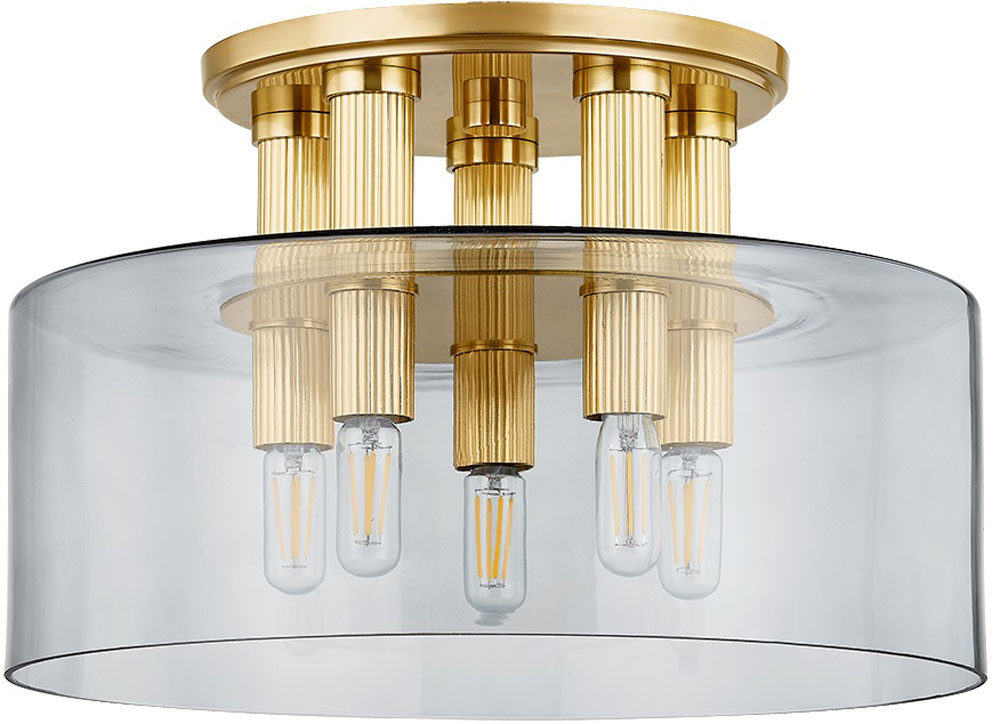 Hudson Valley 5135-AGB Crystler Modern Aged Brass Flush Mount Light ...