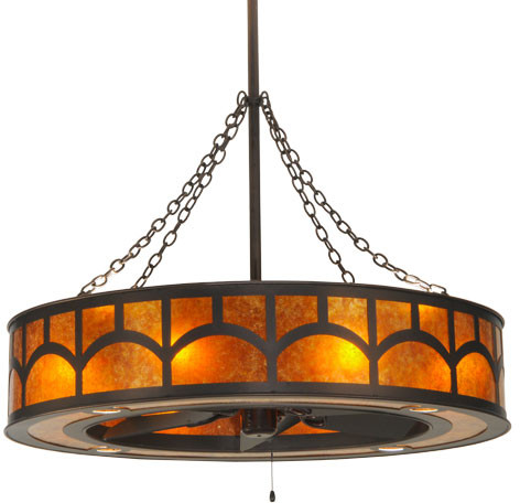 Meyda Custom 147972 Mission Hill Top Mahogany Bronze / Amber Mica ...