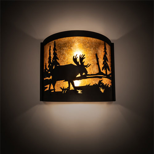 Meyda Custom 200323 Moose at Lake Rustic Red Rust Wall Lighting Fixture ...