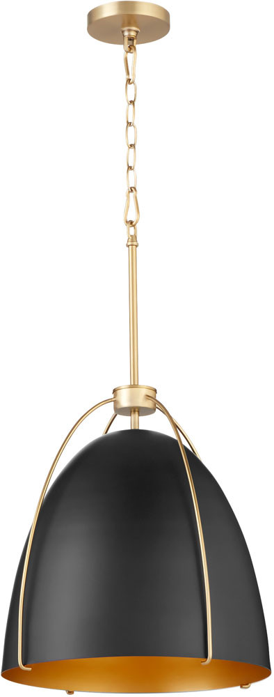 Quorum 860-3-5980 Jamie Contemporary Matte Black w/ Aged Brass Hanging ...