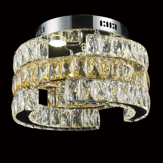 StarFire Crystal LD0642GD Gold LED Hanging Pendant Lighting - STA-LD0642GD