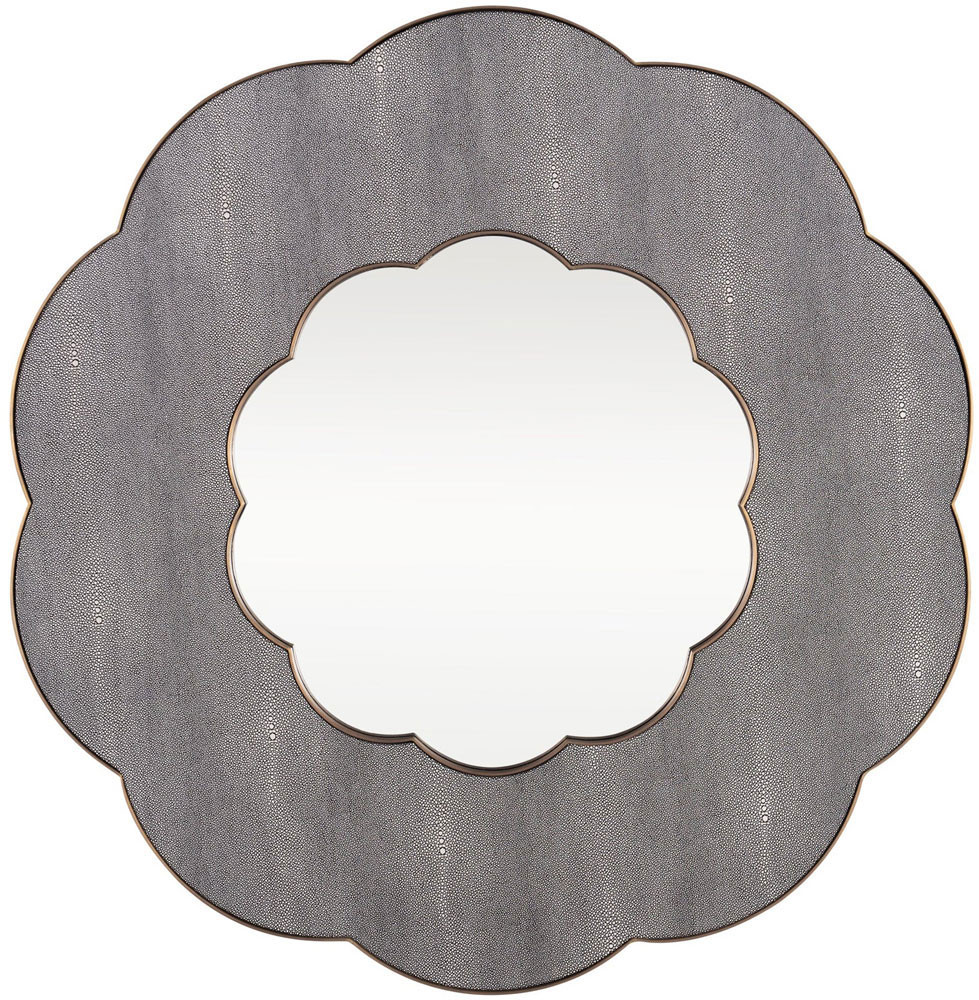 Varaluz 453MI54A Scallop Modern Gray Shagreen / Weathered Brass Mirror ...