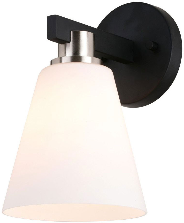 Vaxcel W0405 Vermont Matte Black and Satin Nickel 2-Light Bathroom Wall ...