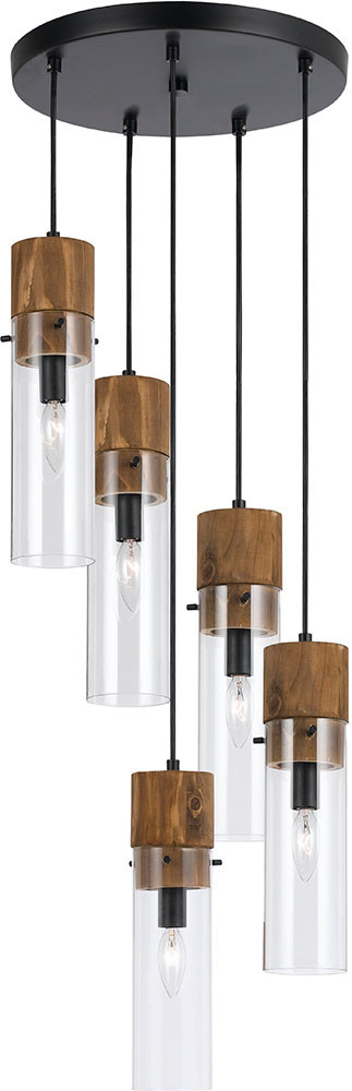 Cal FX-3583-5 Spheroid Contemporary Wood/Dark Bronze Multi Ceiling ...