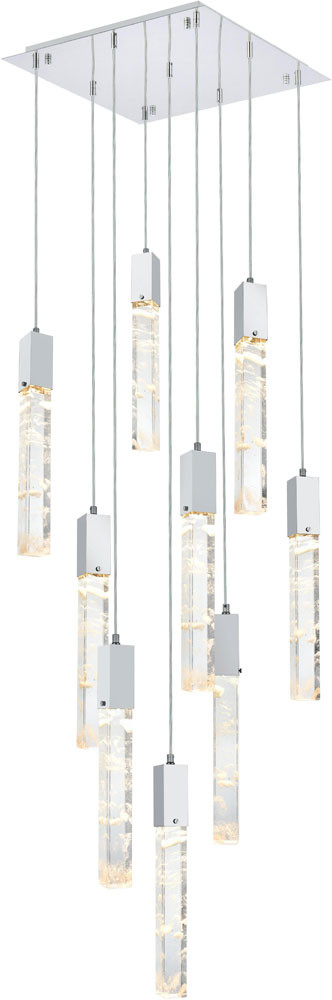 Elegant 2088D32BK Aurora Black and Clear LED Multi Hanging Light ...