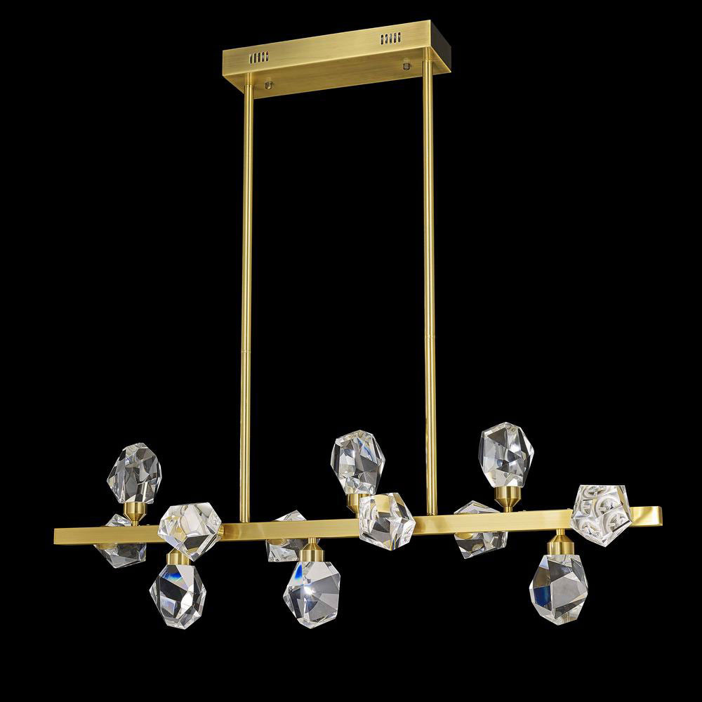 StarFire Crystal LD6136AB Rock Crystal Antique Brass LED Kitchen Island ...