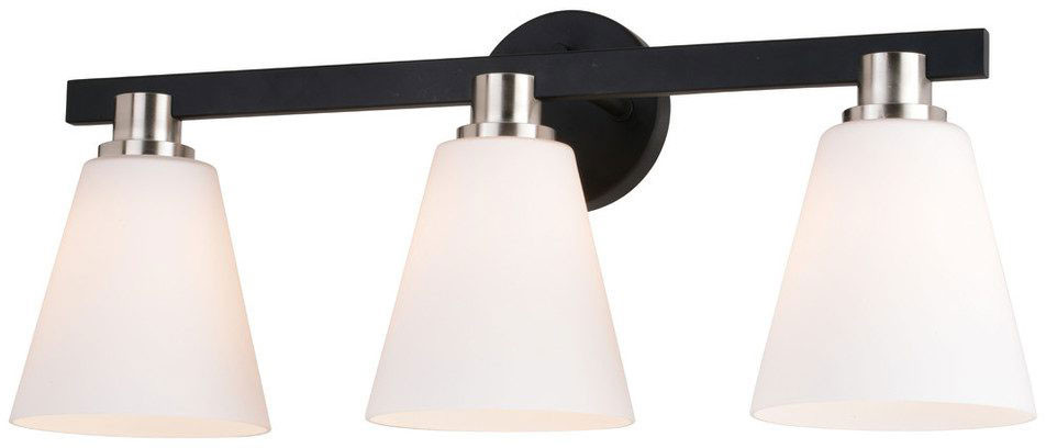 Vaxcel W0405 Vermont Matte Black and Satin Nickel 2-Light Bathroom Wall ...