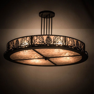 Meyda Custom 177220 Mountain Pine Rustic Silver Mica Flush Ceiling ...