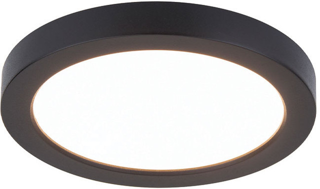WAC Lighting FM-07RN-BK Round Contemporary Black LED 7" Flush Mount ...