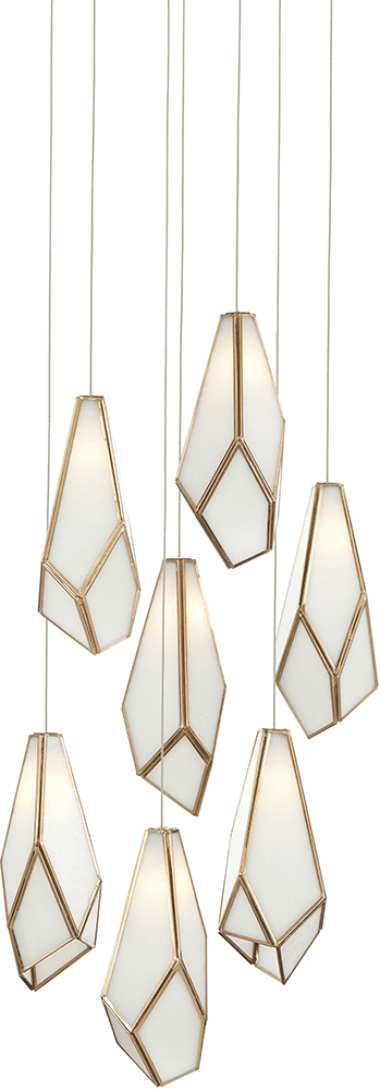 Currey & Company 9000-1036 Glace Contemporary White / Antique Brass ...
