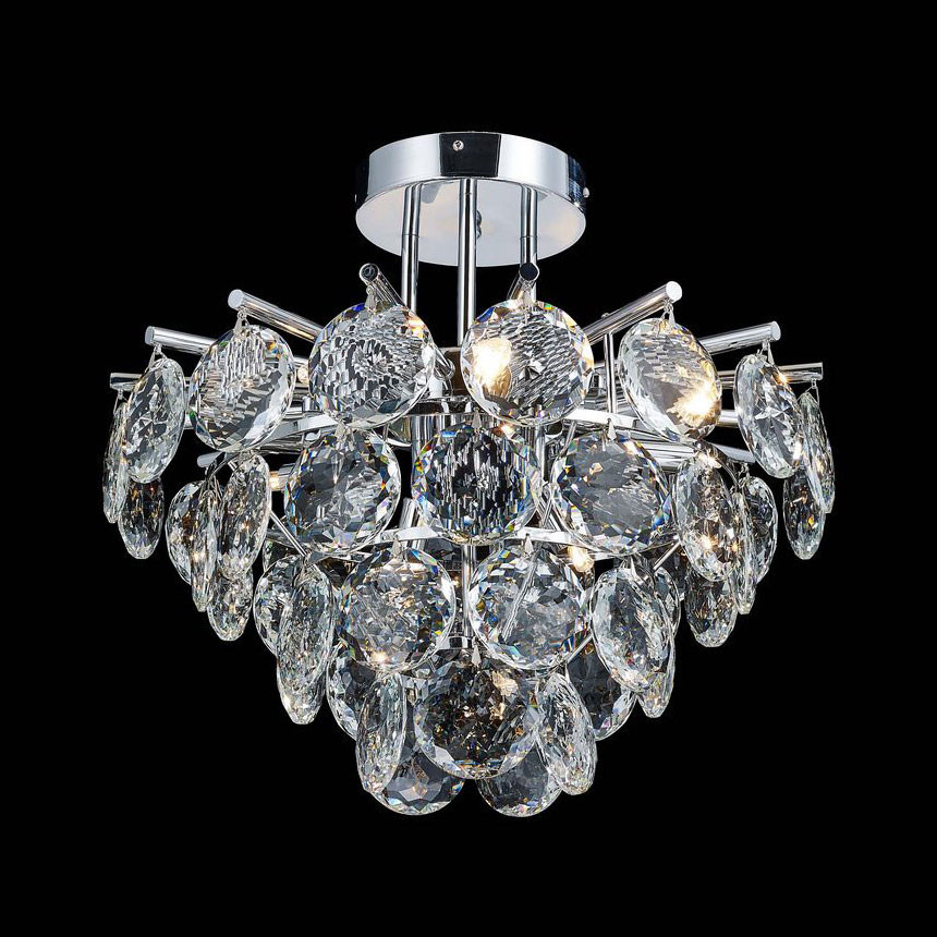 StarFire Crystal 5617CH Palermo Chrome Flush Ceiling Light Fixture ...