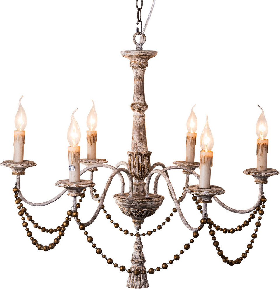 Terracotta H6104-6 Enria Traditional Washed White Chandelier Lighting ...