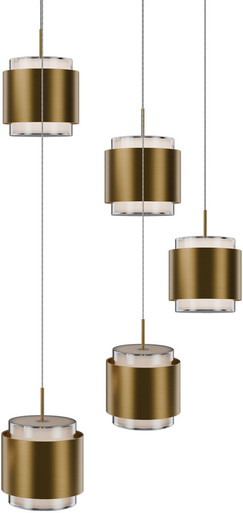 dweLED by WAC PD-68905R-AB Banded Contemporary Aged Brass LED Multi ...