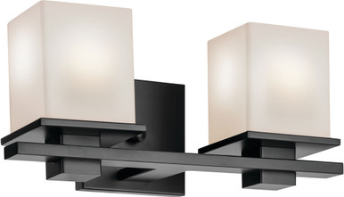 Kichler 45150BK Tully Modern Black 2-Light Bathroom Wall Light Fixture ...