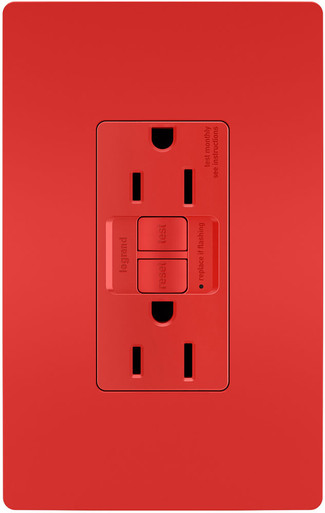 Legrand Radiant 1597RED Contemporary Red Spec Grade 15A Self Test GFCI ...