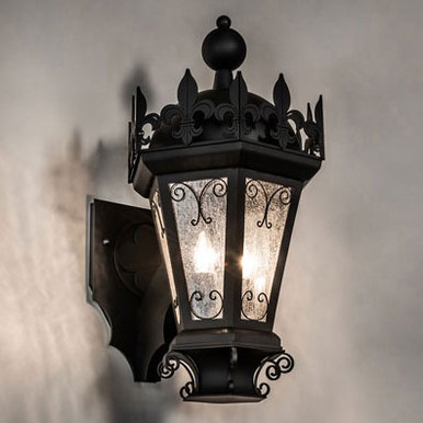Meyda Custom 229698 Chaumont Traditional Black Exterior 26" Lamp Sconce ...