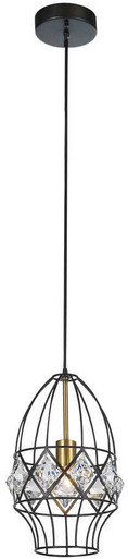 StarFire Crystal 6704BB Apollo Antique Brass and Black Mini Hanging ...