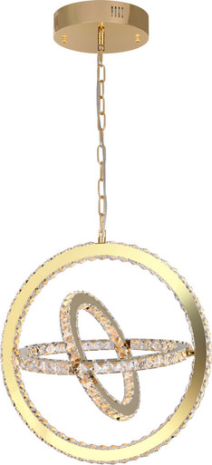 StarFire Crystal LD1537GD Gold LED Ceiling Pendant Light - STA-LD1537GD