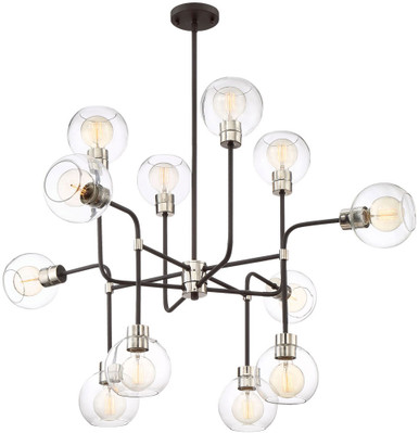 Zeev Lighting CD10223/12/PN+MBK Pierre Contemporary Polished Nickel ...