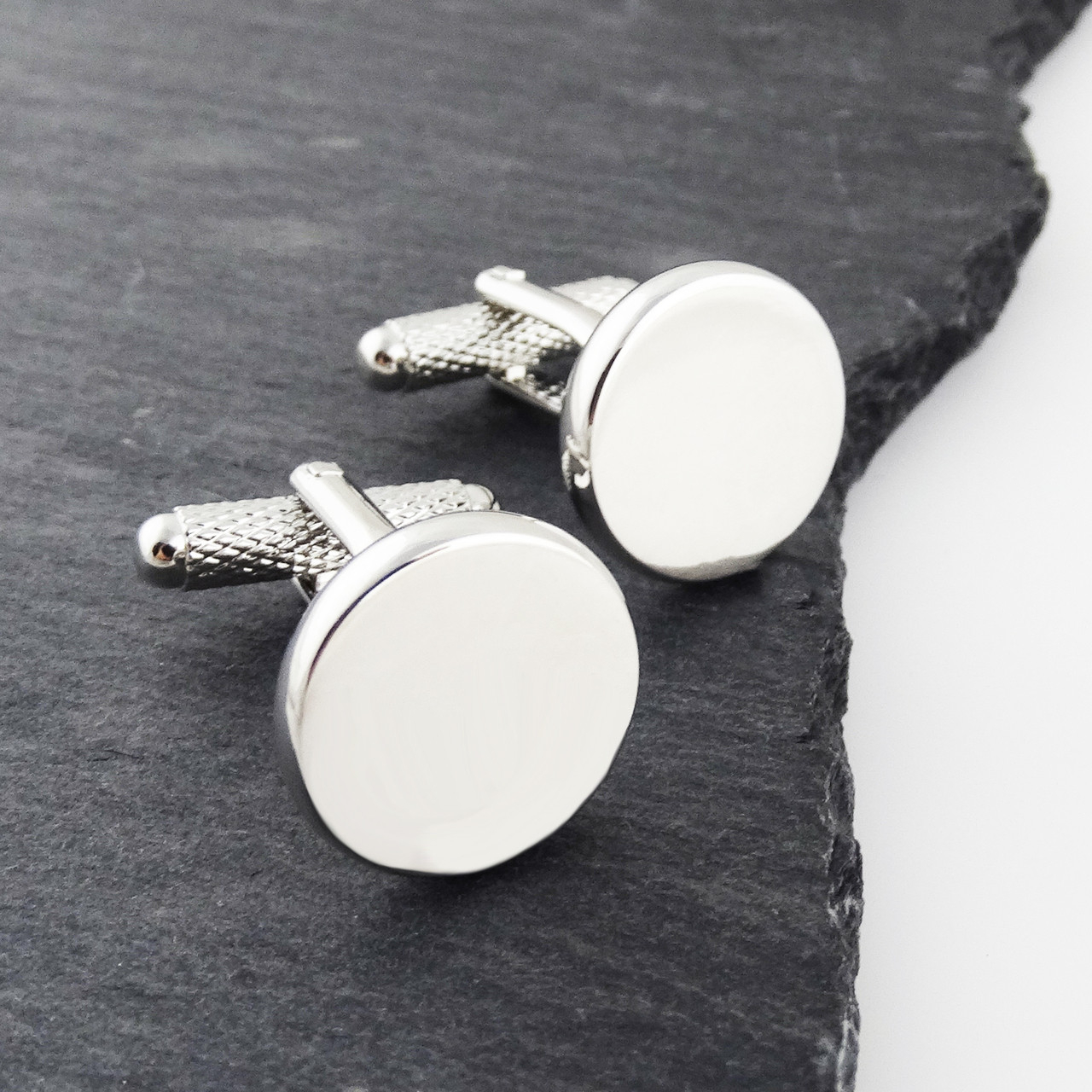 Round Cuff Links - Textured Bar - Stainless Steel | REO Company