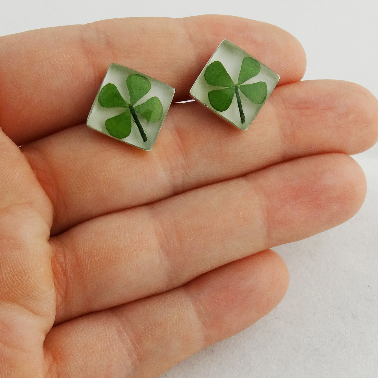 Real Four Leaf Clover Cuff Links - 925 Sterling Silver | REO Company