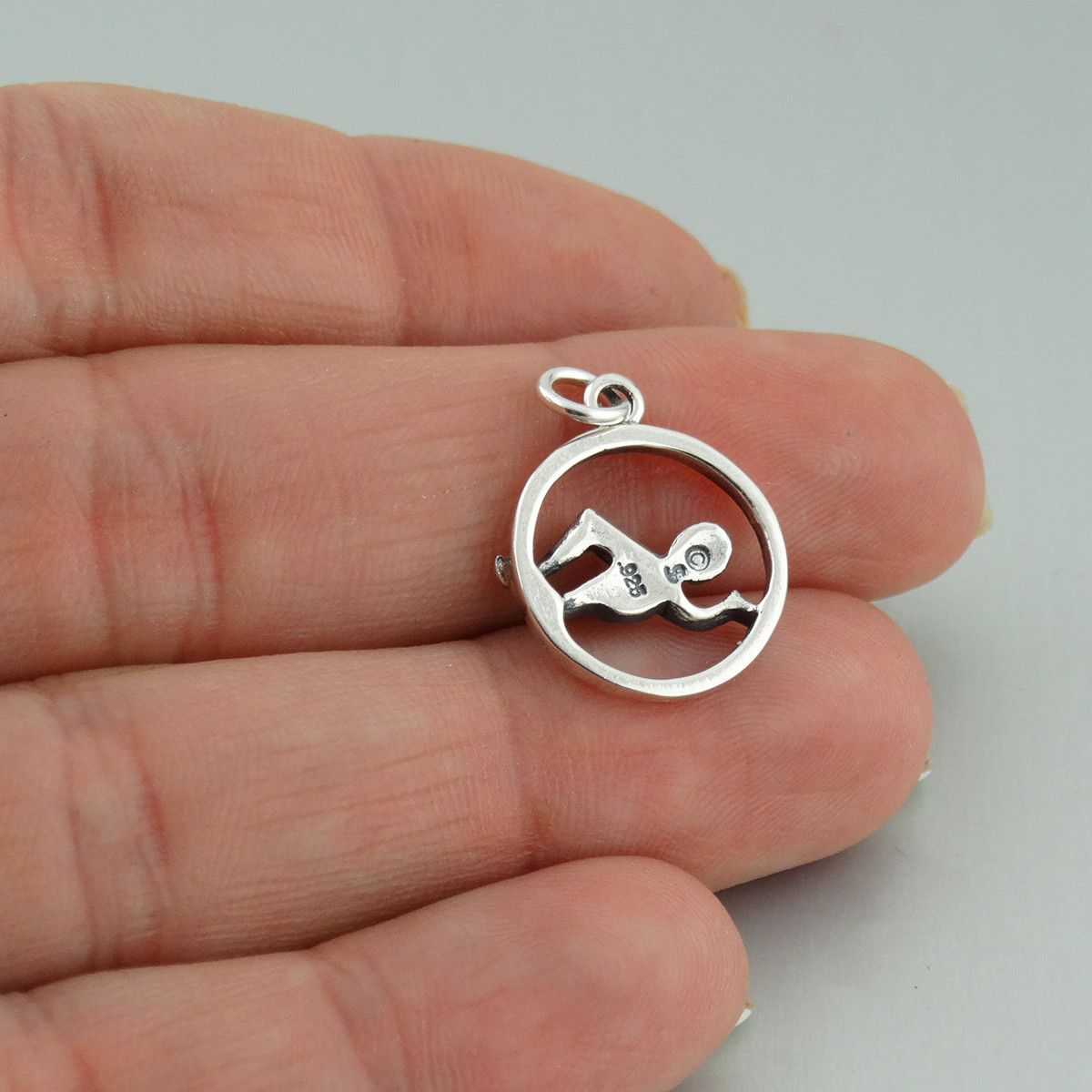 Swimmer Charm - 925 Sterling Silver - Swim Pendant Swimming Team Sport ...