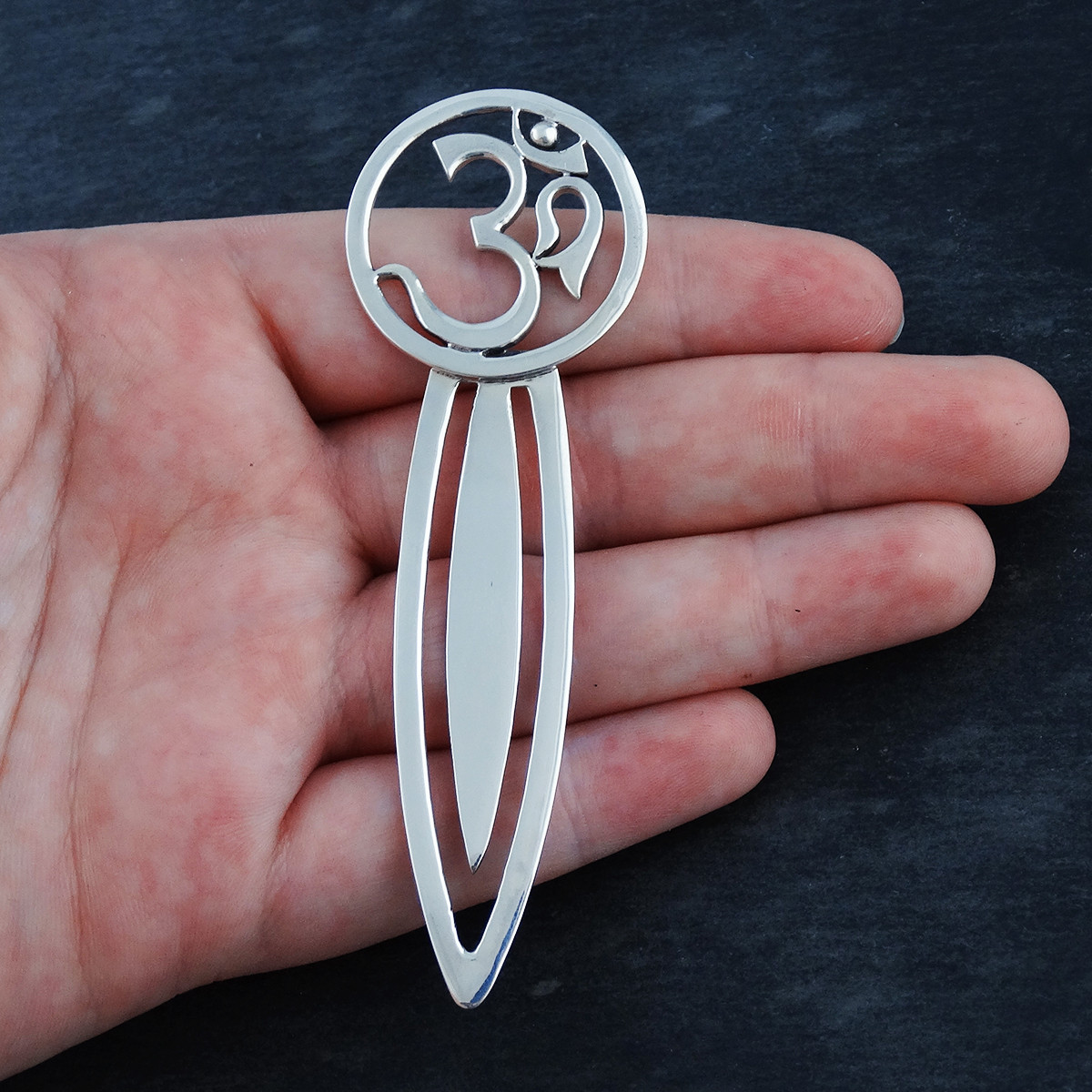 OM Symbol Bookmark - 925 Sterling Silver Bookworm Reading Gift Ohm ...